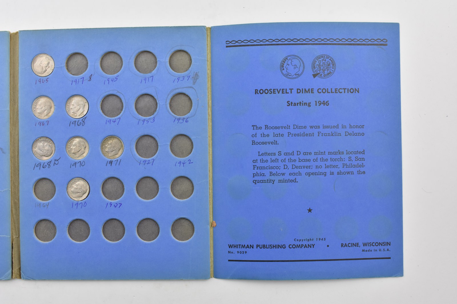 1965-1970 Roosevelt Dime Collection Album Set | Property Room
