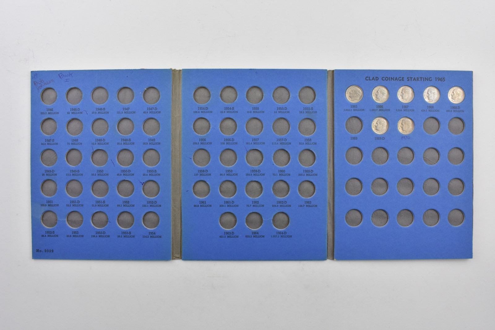 1965-1970 Roosevelt Dime Collection Album Set | Property Room