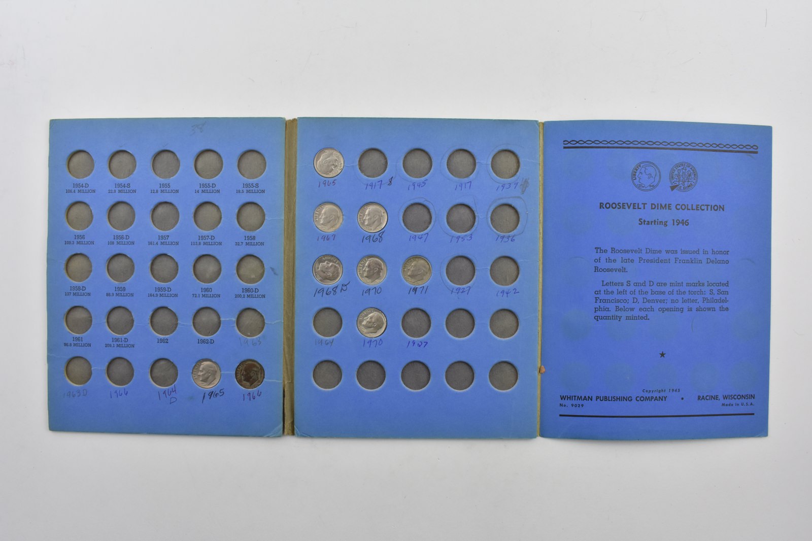 1965-1970 Roosevelt Dime Collection Album Set | Property Room