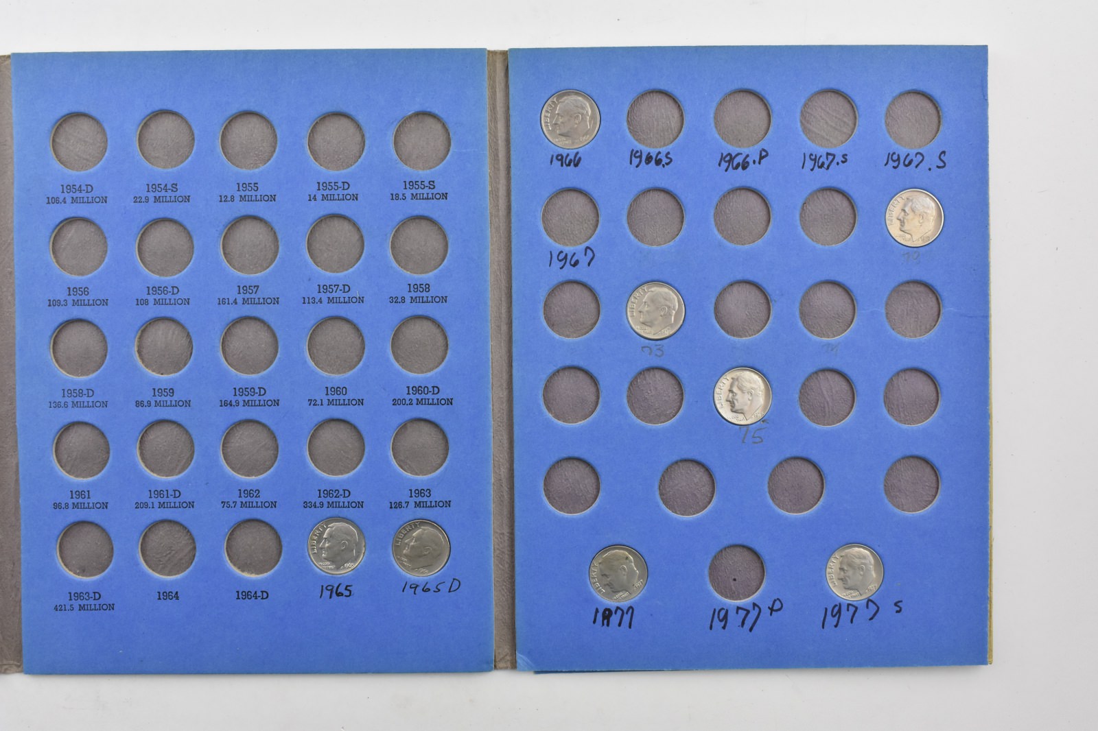 1965-1977 Roosevelt Dime Collection Album Set | Property Room
