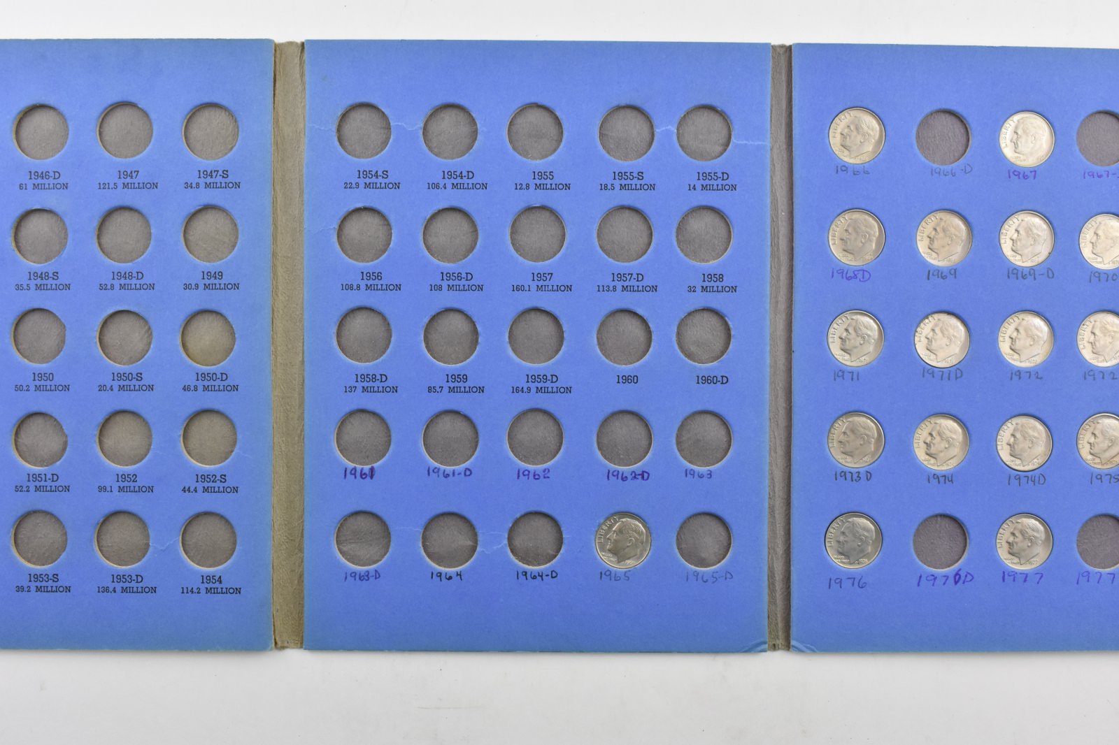 1965-1977 Roosevelt Dime Collection Album Set | Property Room