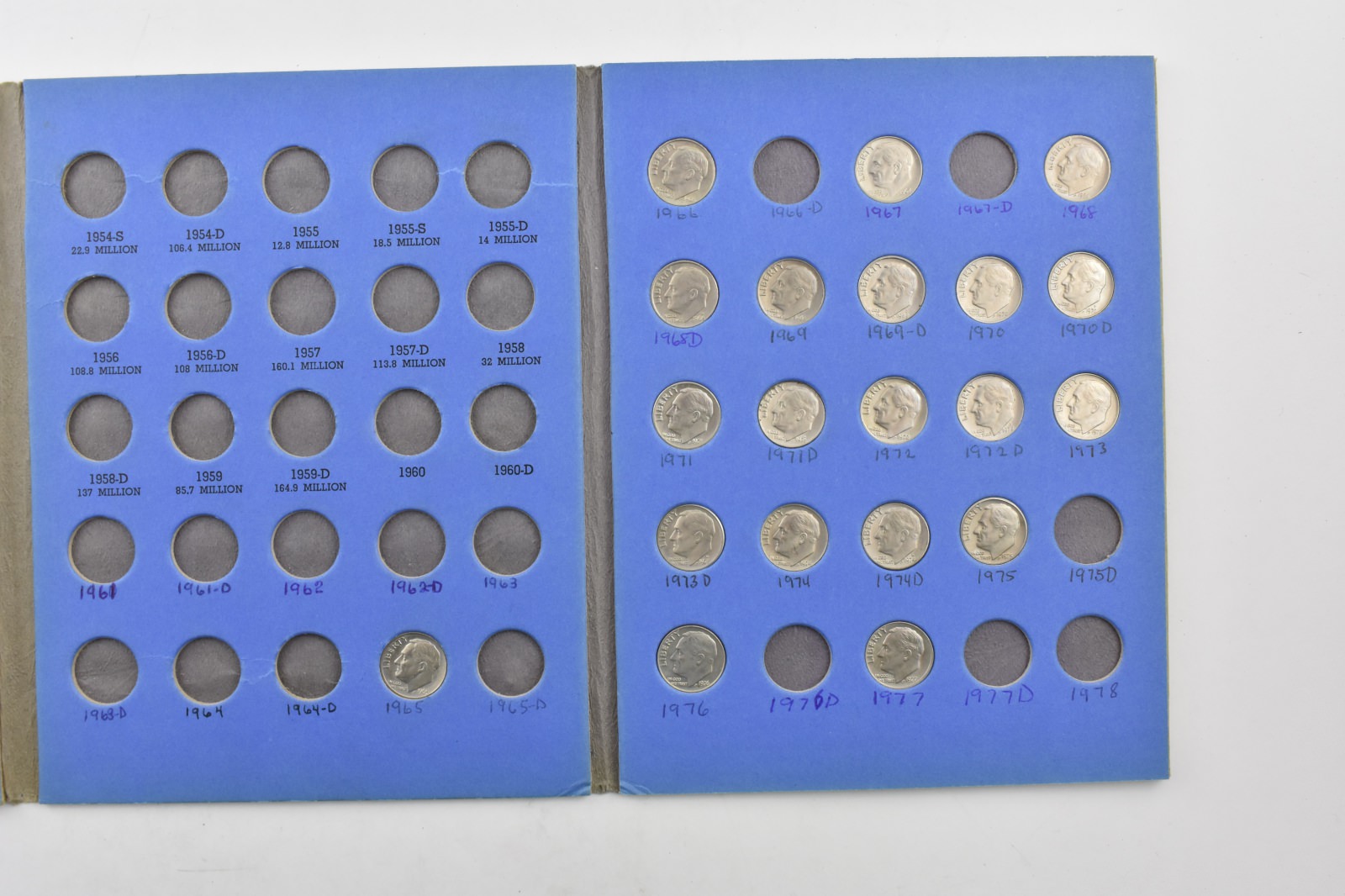 1965-1977 Roosevelt Dime Collection Album Set | Property Room