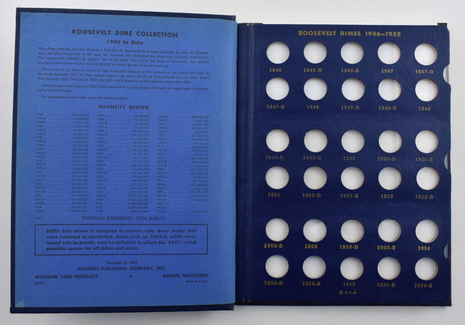 1965-1987 Roosevelt Dime Collection Album Set | Property Room