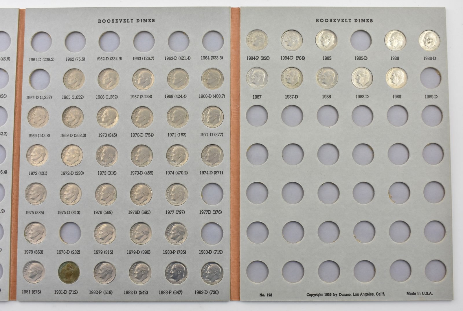1965-1989 Roosevelt Dime Collection Album Set | Property Room
