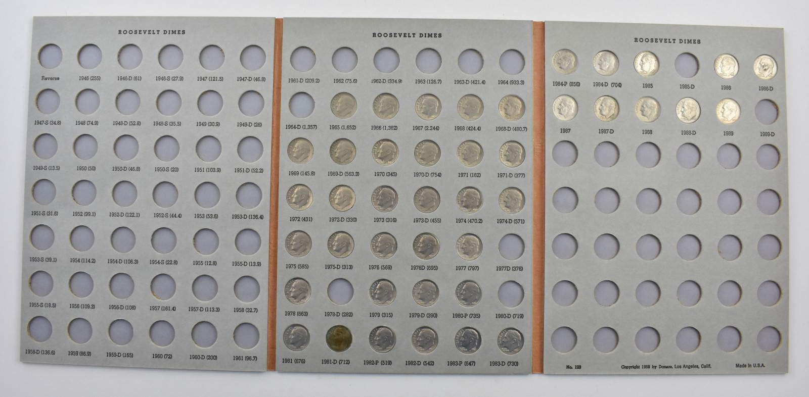 1965-1989 Roosevelt Dime Collection Album Set | Property Room