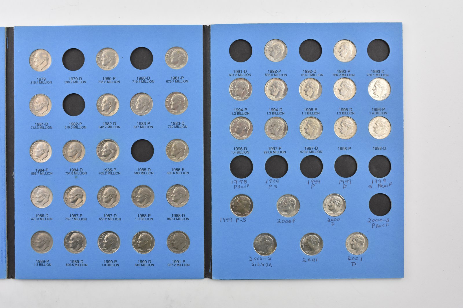 1965-2001 Roosevelt Dime Collection Album Set | Property Room