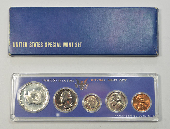 1966 U.S. Special Mint Set including 40% Silver Kennedy Half Dollar ...