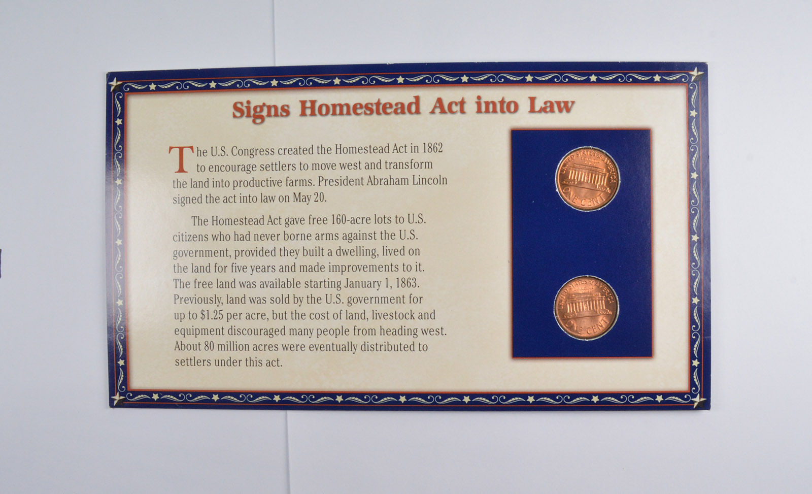 1969 & 1970 Lincoln Memorial Cents With Commemorative Stamp - Homestead ...