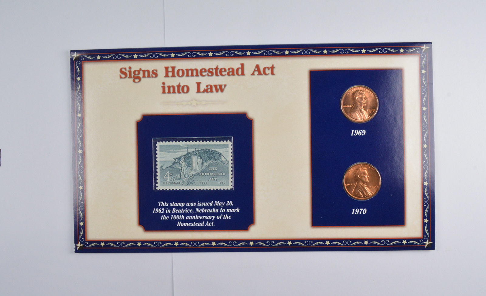 1969 & 1970 Lincoln Memorial Cents With Commemorative Stamp - Homestead ...