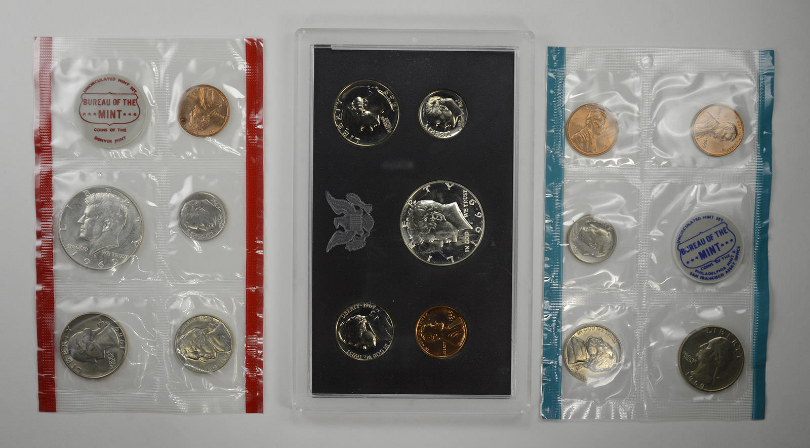 1969 US Proof & Mint Sets - Coin Collection Bundle - 2 Sets - 1 Price ...