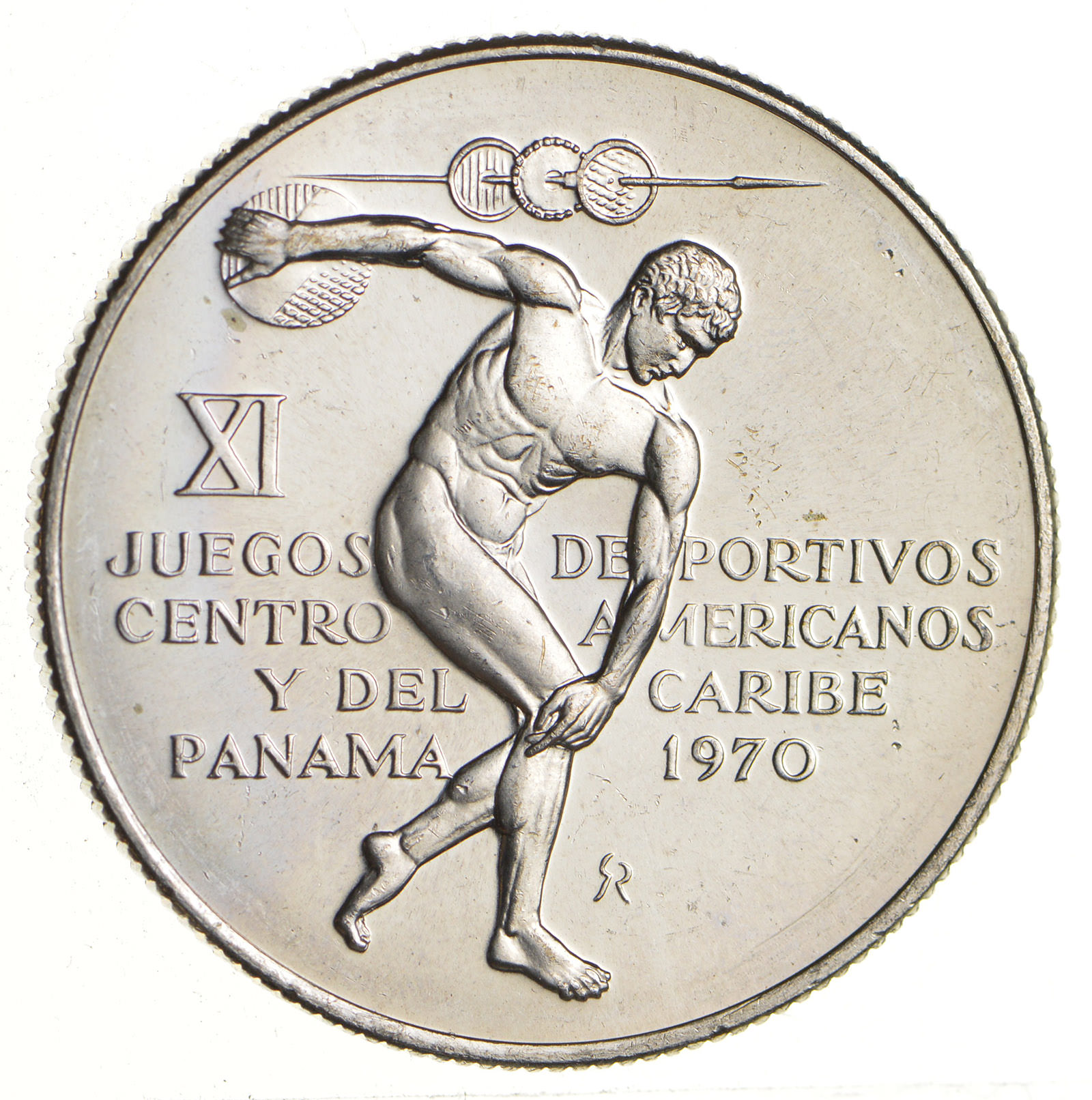 1970 Panama 5 Balboas Olympic BU Silver Coin 1.06 ASW Sterling ...