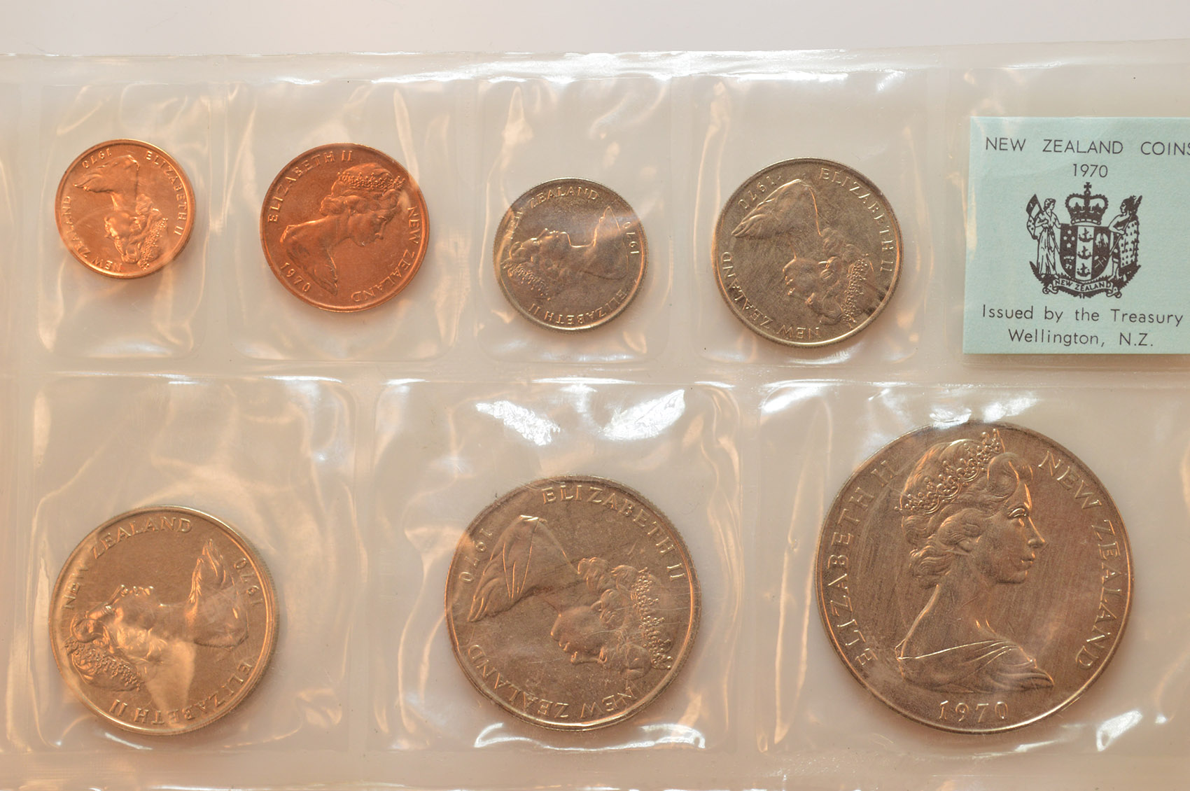 1970 Souvenir Coin Specimen Set Issued by the New Zealand Treasury ...