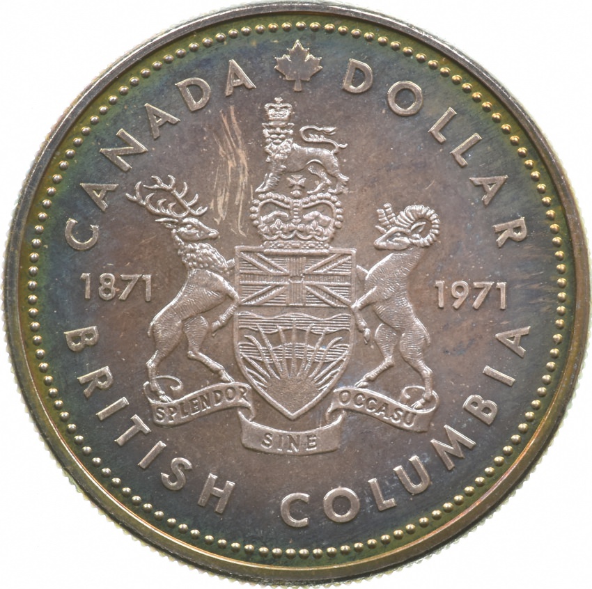 1971 Canada 1 Dollar - British Columbia Centennial Estate Coin ...