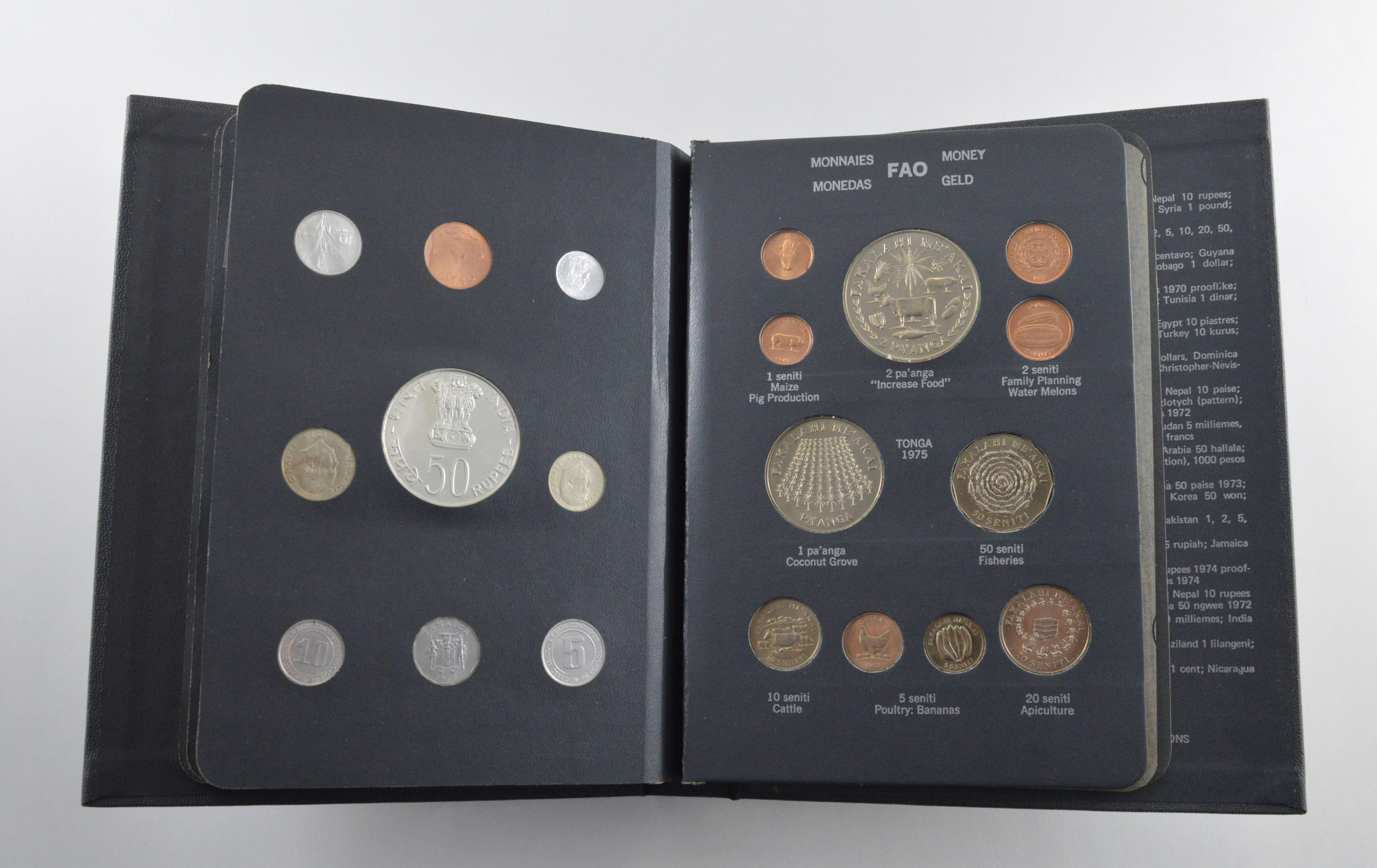 1975 FAO Coin & Stamp Collection Grey Album - 38 World Coins ...