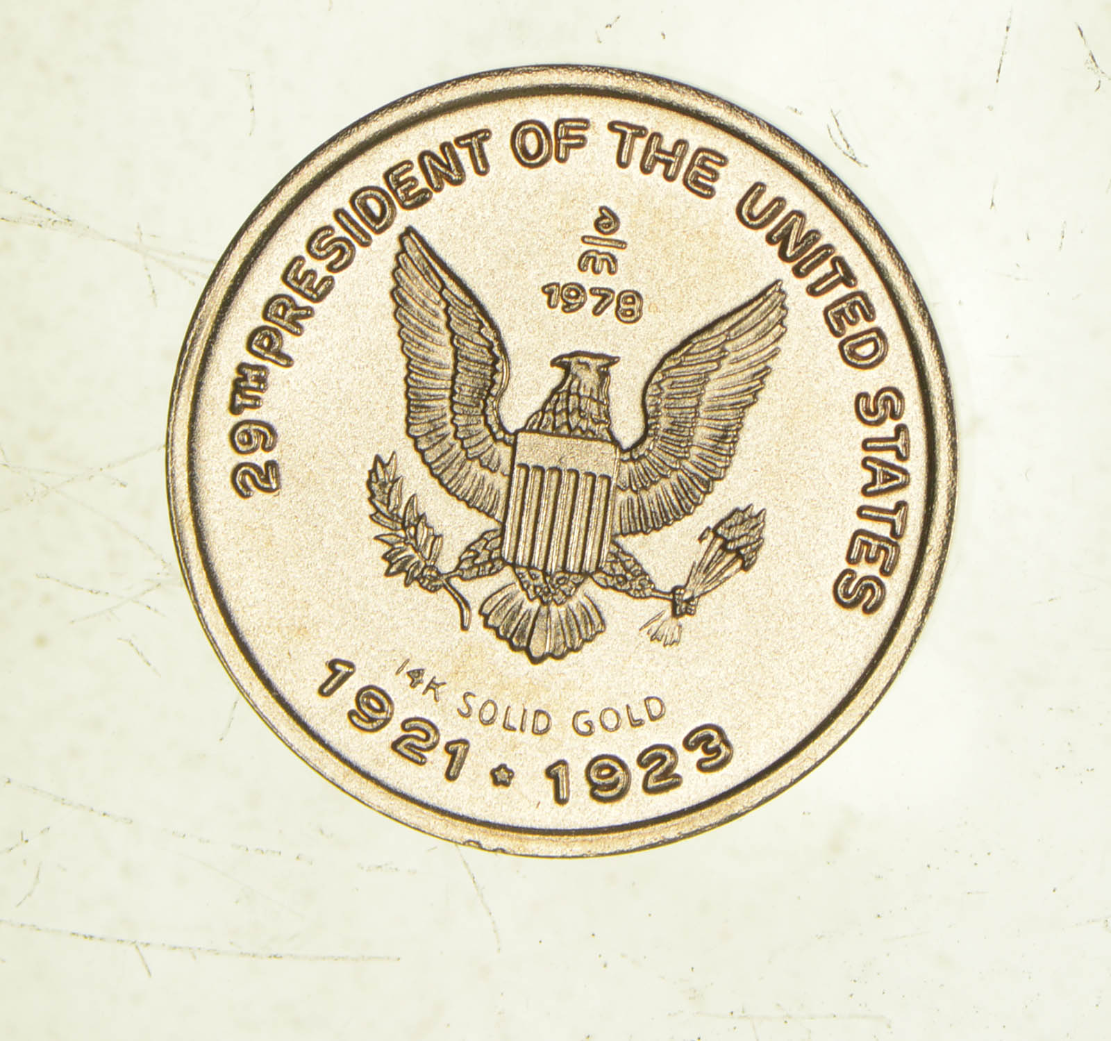 1978 Warren Harding 14K Solid Gold Bullion - 3.6 Grams Gold! | Property ...