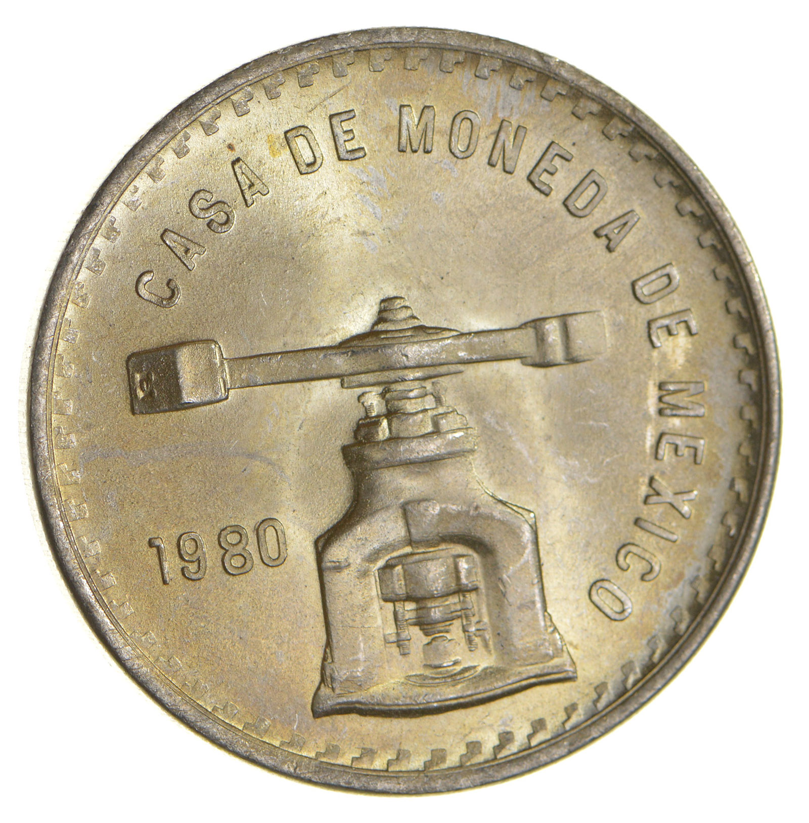 1980 MEXICO Huge Medallic 4.1cm SILVER Onza Mexican COIN PRESS Scales ...
