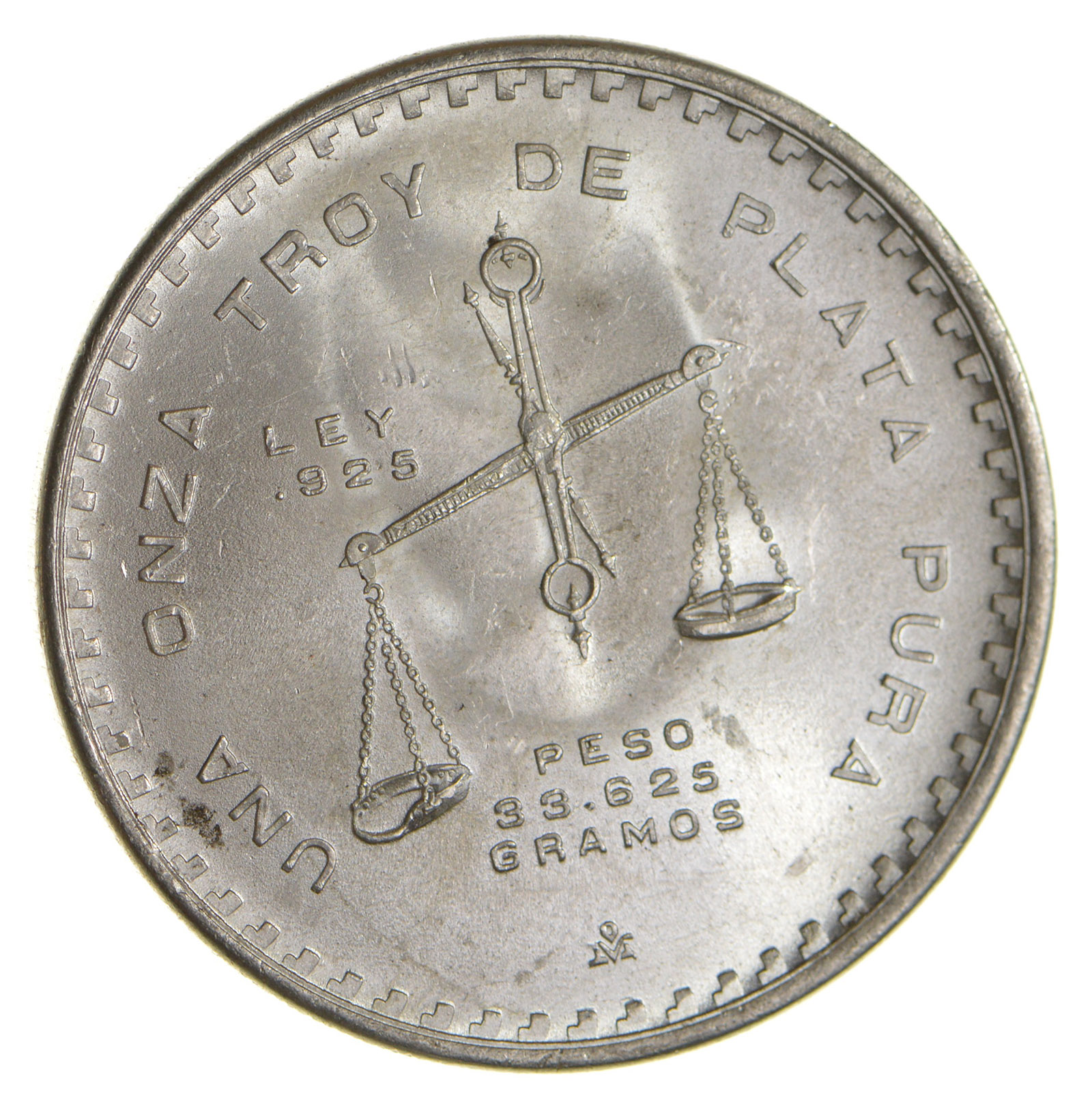 1980 MEXICO Huge Medallic 4.1cm SILVER Onza Mexican COIN PRESS Scales ...