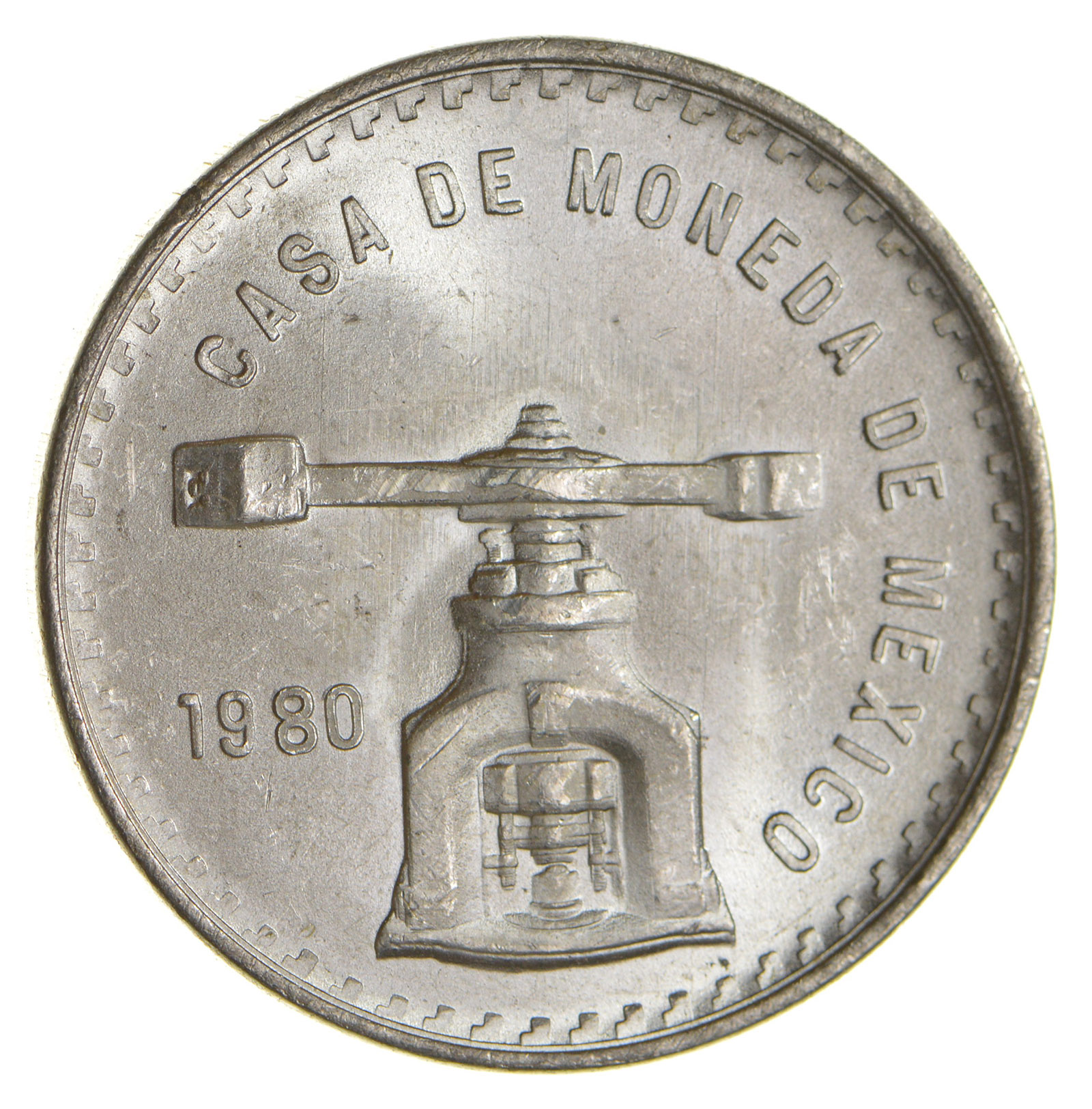 1980 MEXICO Huge Medallic 4.1cm SILVER Onza Mexican COIN PRESS Scales ...