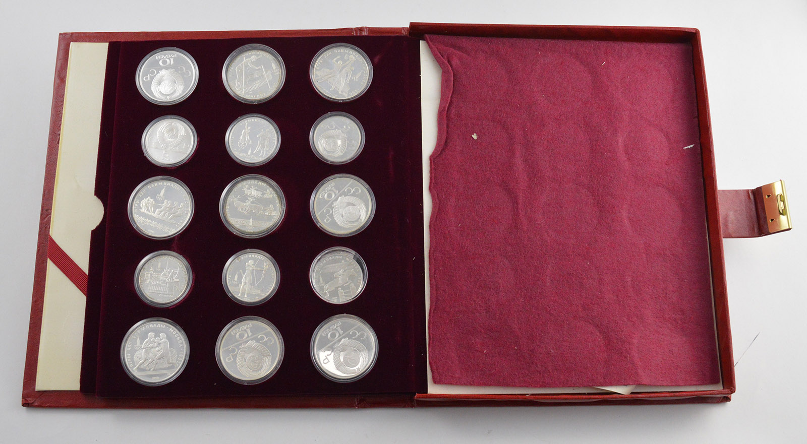 1980 Russia 13 Coin Moscow Olympics Silver Proof Set - In Red Velvet ...