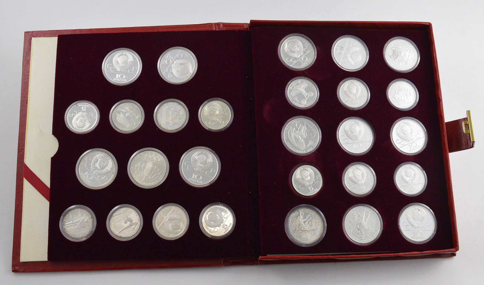 1980 Russia 28 Coin Moscow Olympics Silver Proof Set - In Red Velvet ...