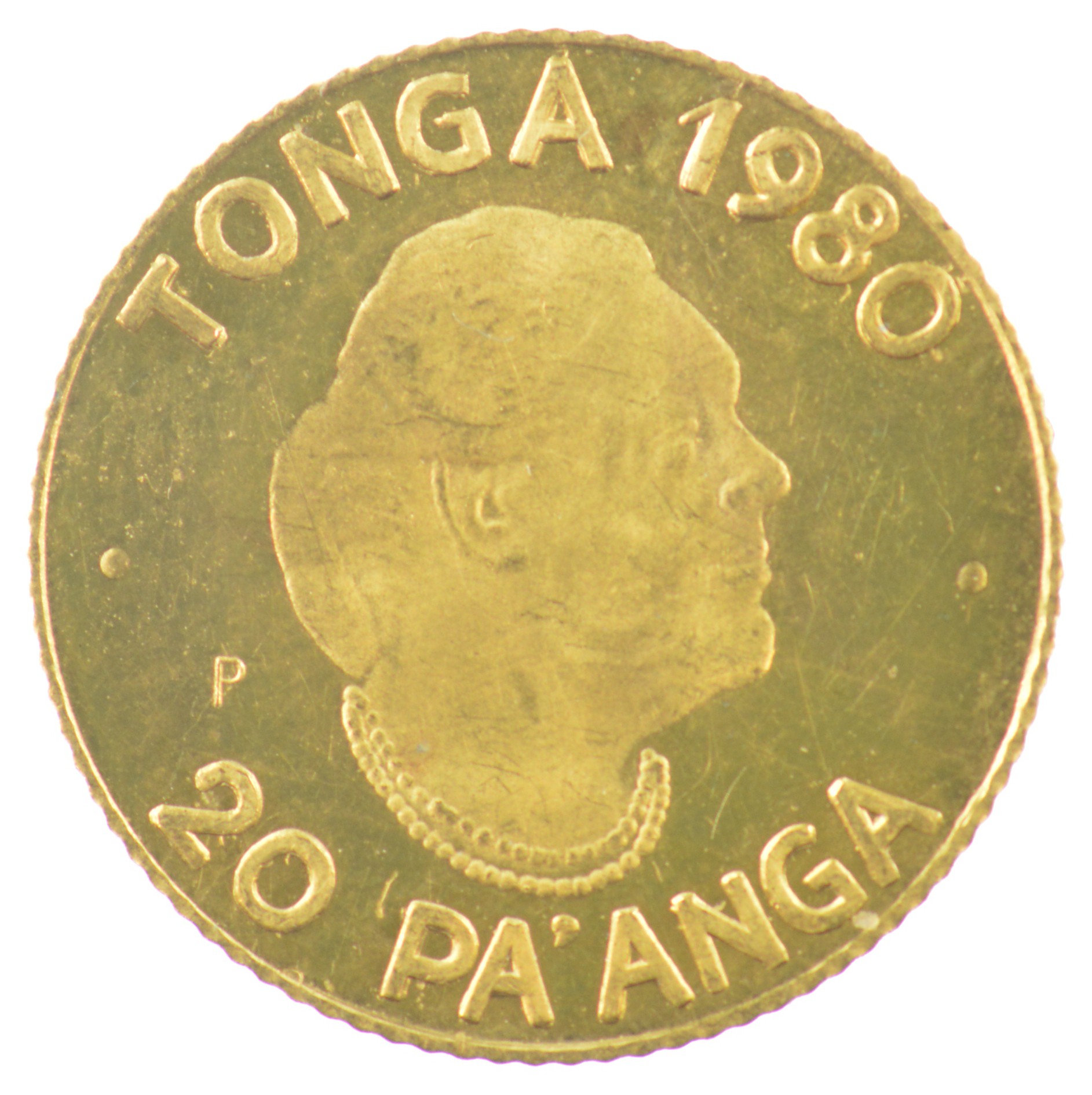 1980 Tonga 20 Pa'anga - Queen Salote Gold Coin AGW .0236 oz | Property Room