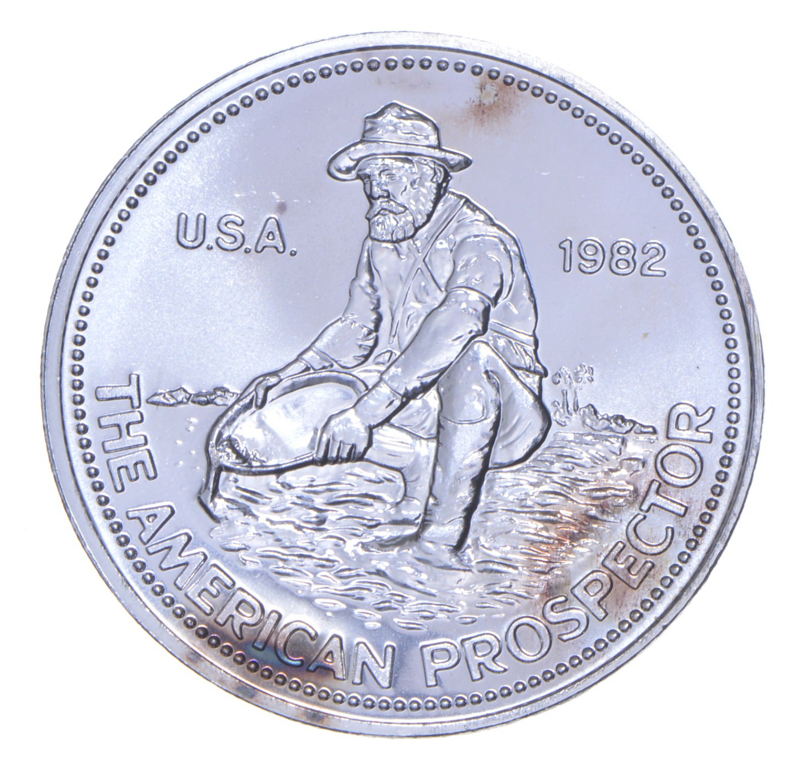 1982 Engelhard American Prospector Silver Round 1 Troy Oz .999 Fine ...