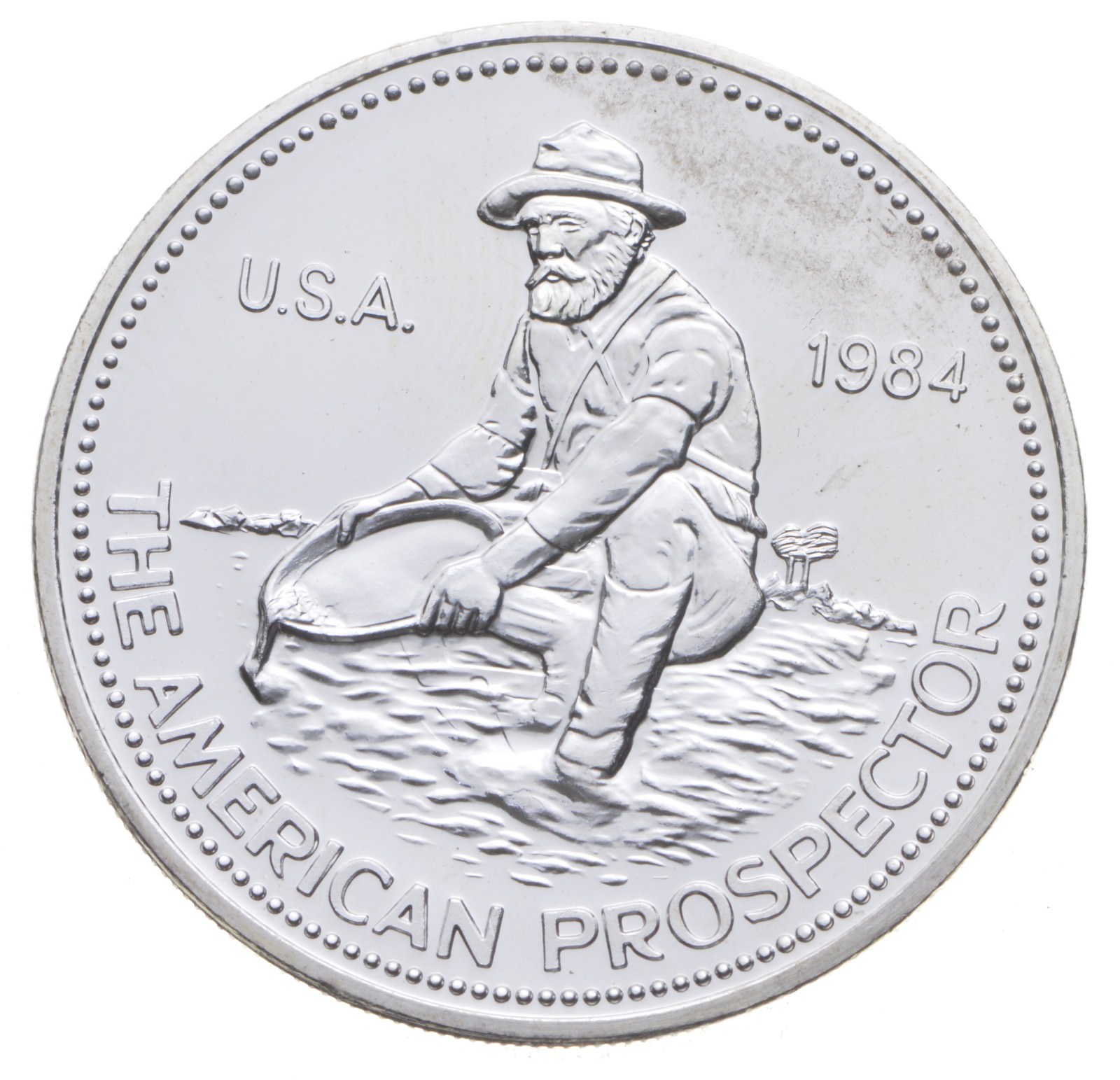 1984 Engelhard American Prospector Silver Round 1 Troy Oz .999 Fine ...