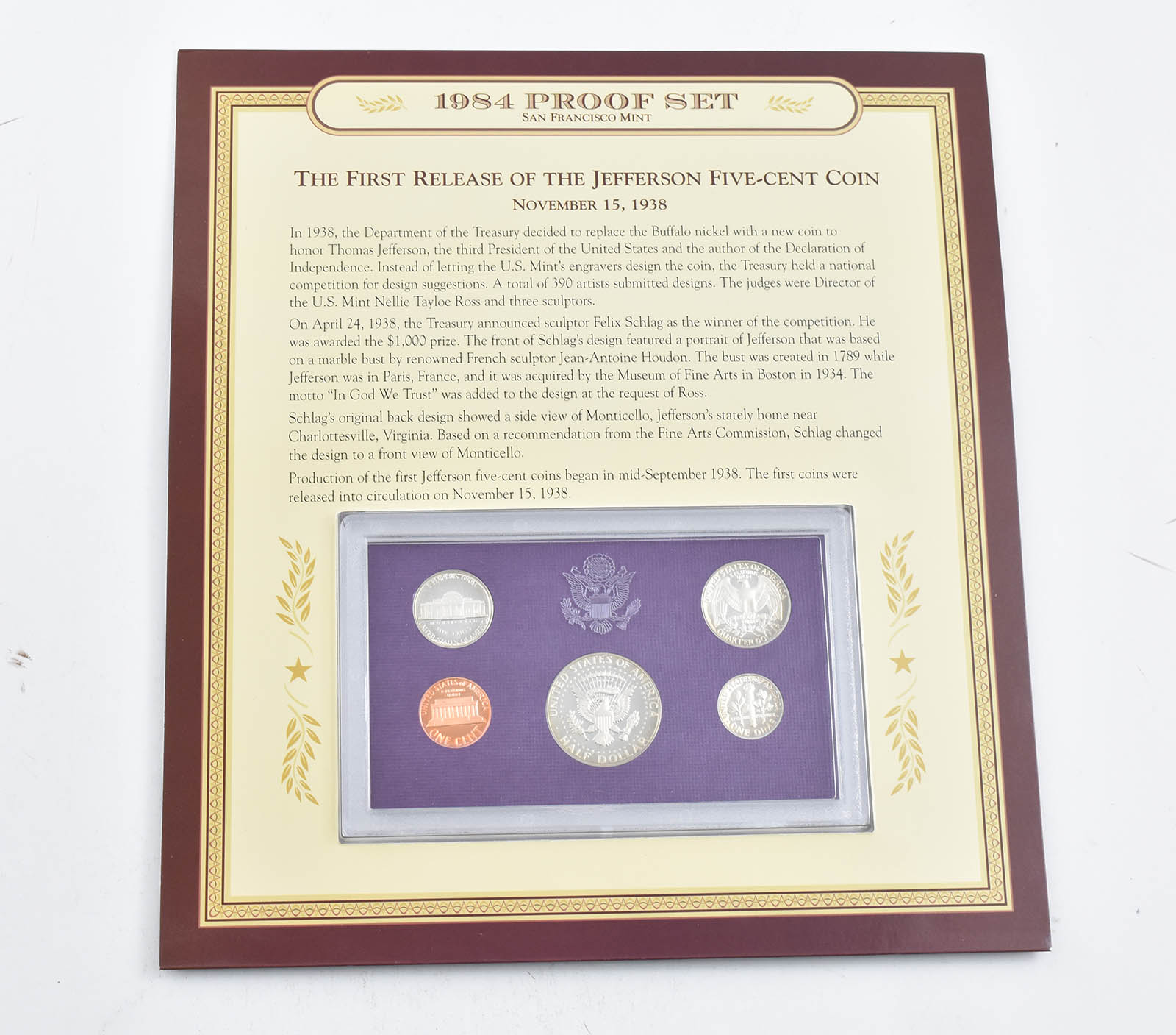 1984 Proof Set - Beatuifully Displayed w/Story Board! | Property Room