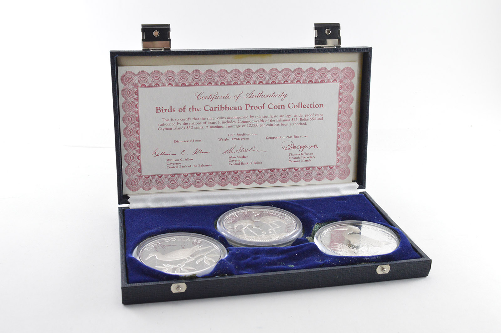 1985 Birds Of The Caribbean Silver Proof 3-Coin Collection - Display ...