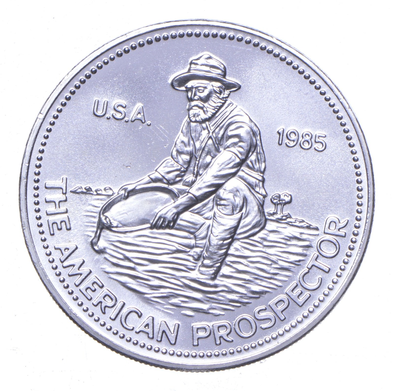 1985 Engelhard American Prospector Silver Round 1 Troy Oz .999 Fine ...