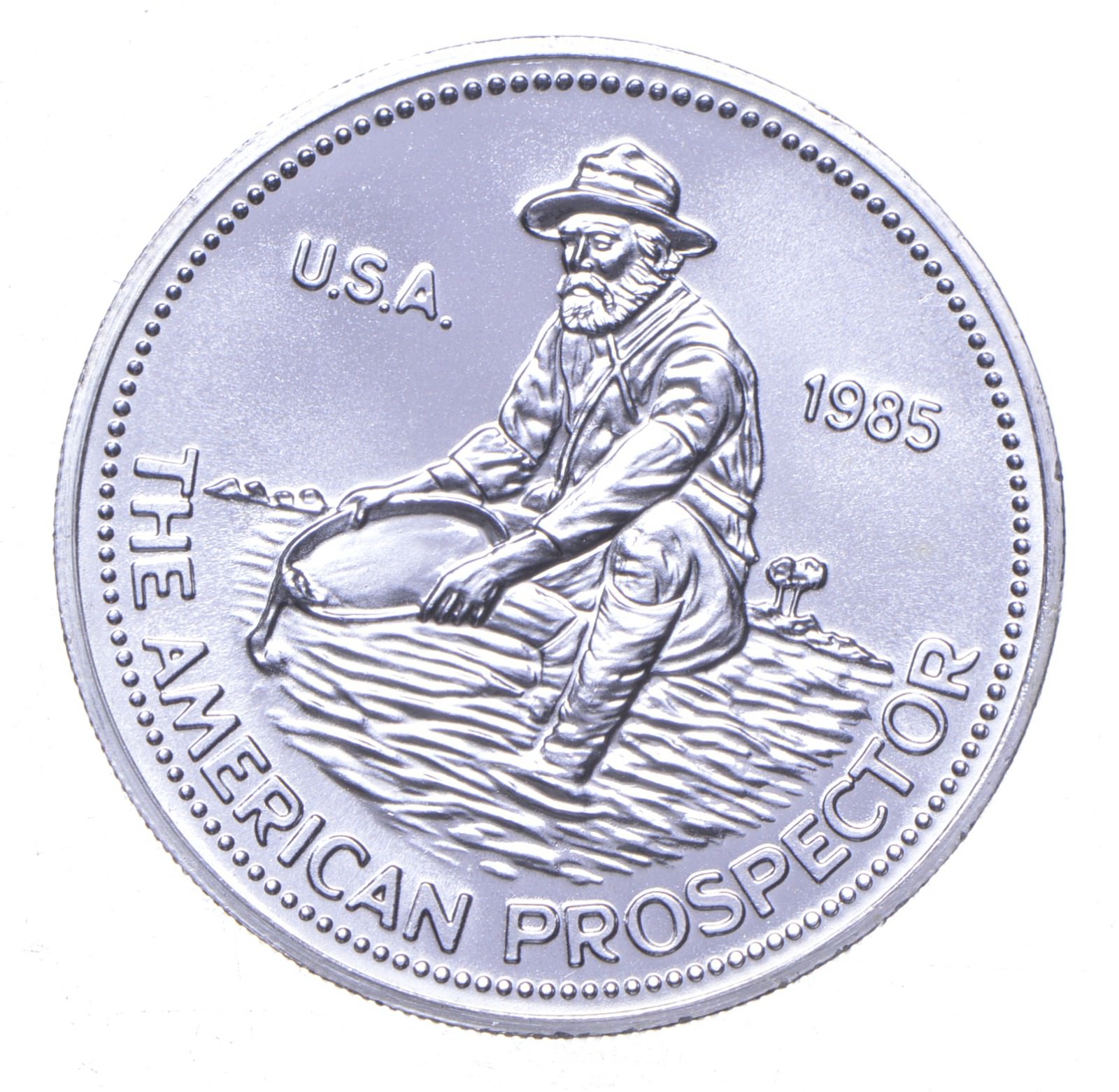 1985 Engelhard American Prospector Silver Round 1 Troy Oz .999 Fine ...
