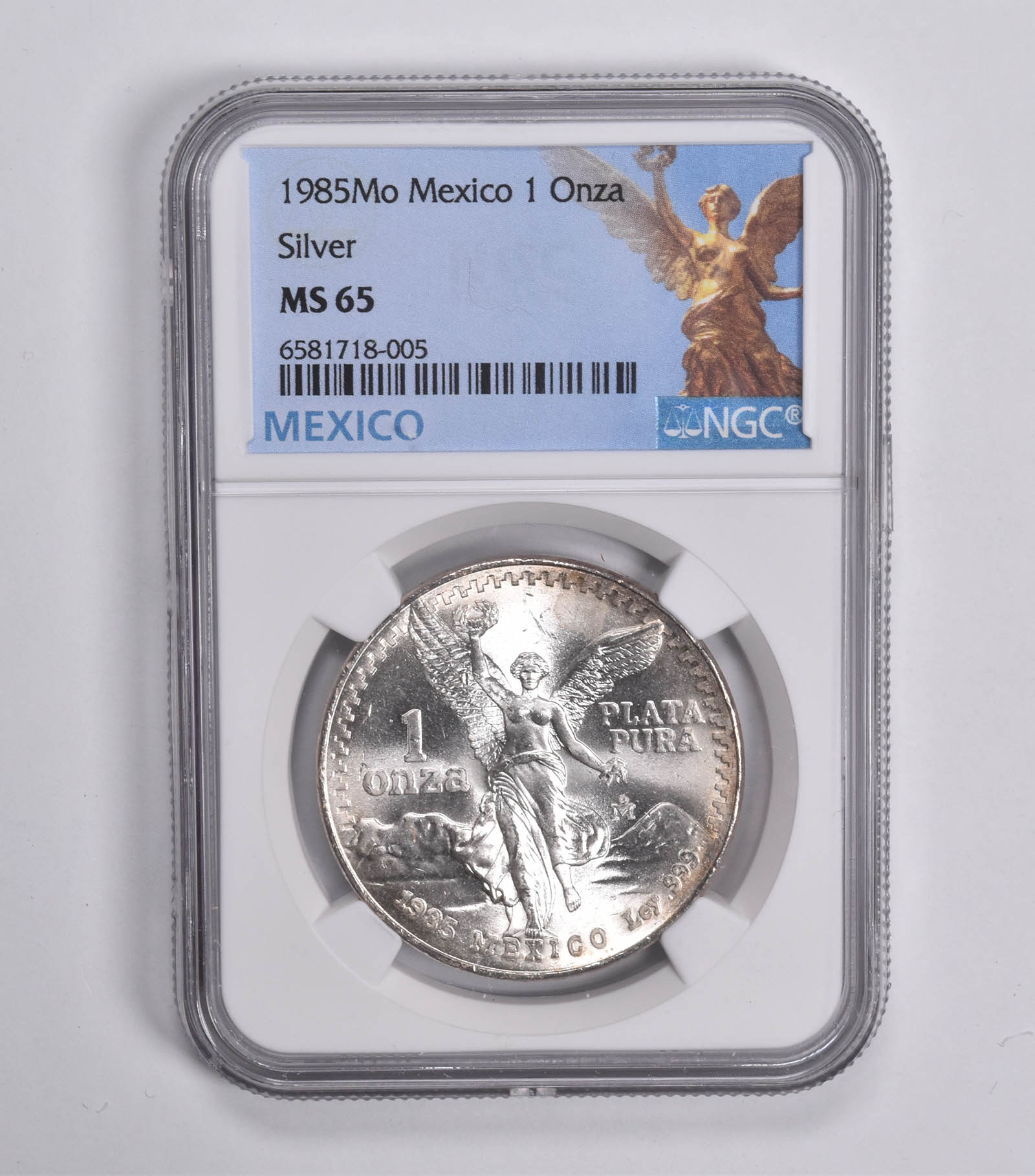 1985 MEXICO 1 Silver Onza NGC MS65 | Property Room