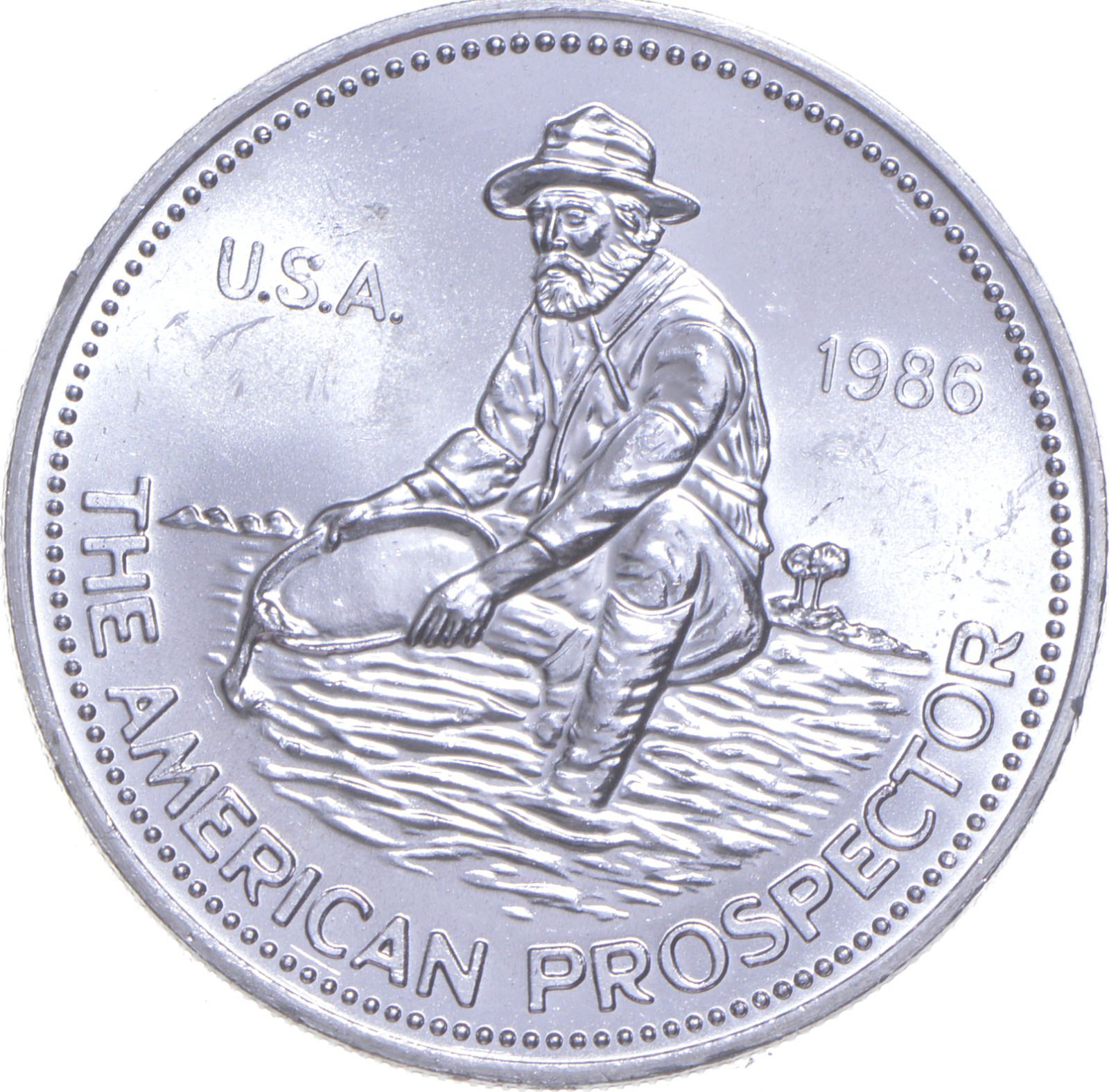 1986 Engelhard American Prospector Silver Round 1 Troy Oz .999 Fine ...