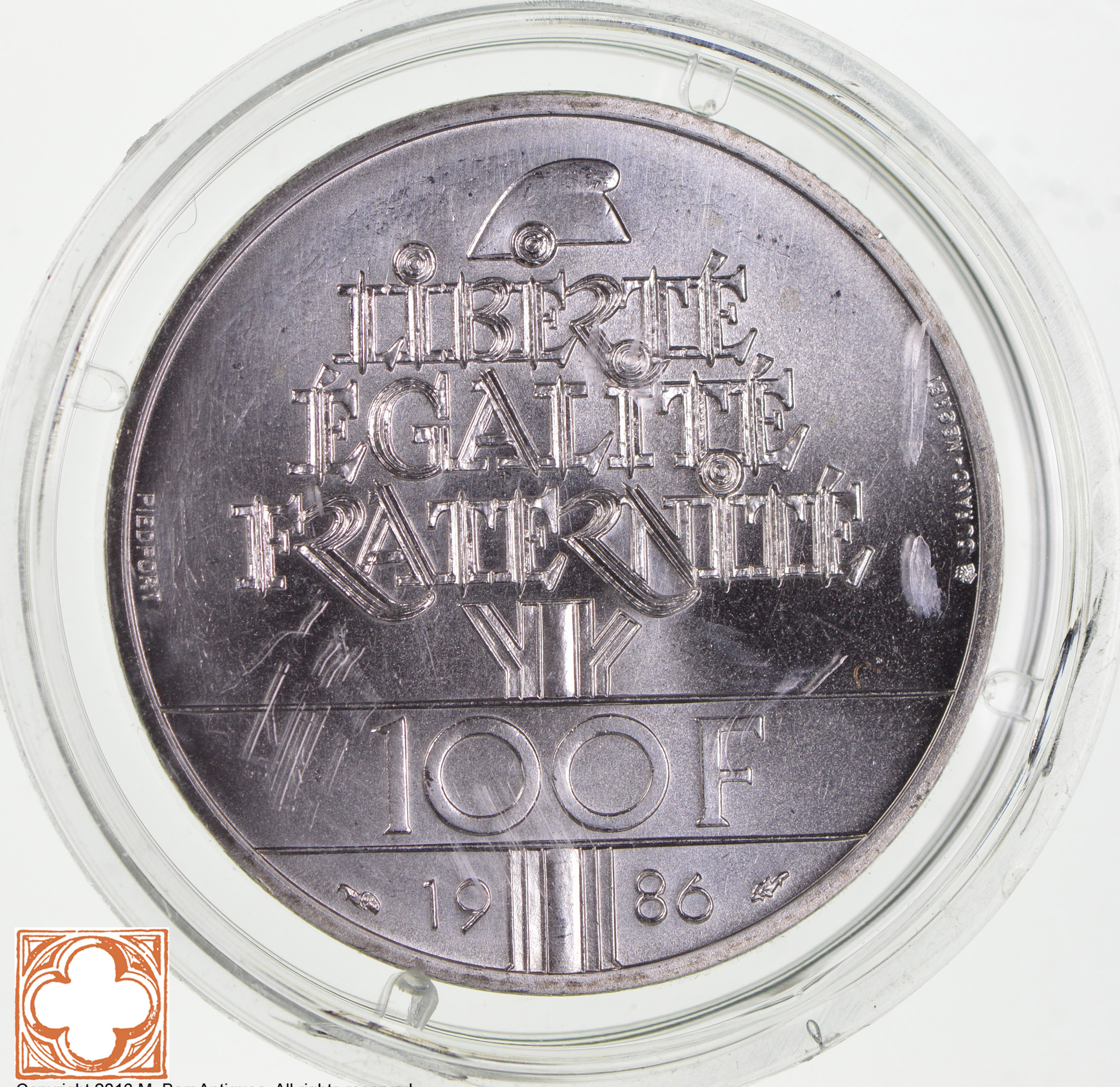 1986 France 100 Francs Statue Of Liberty Commemorative SILVER ...