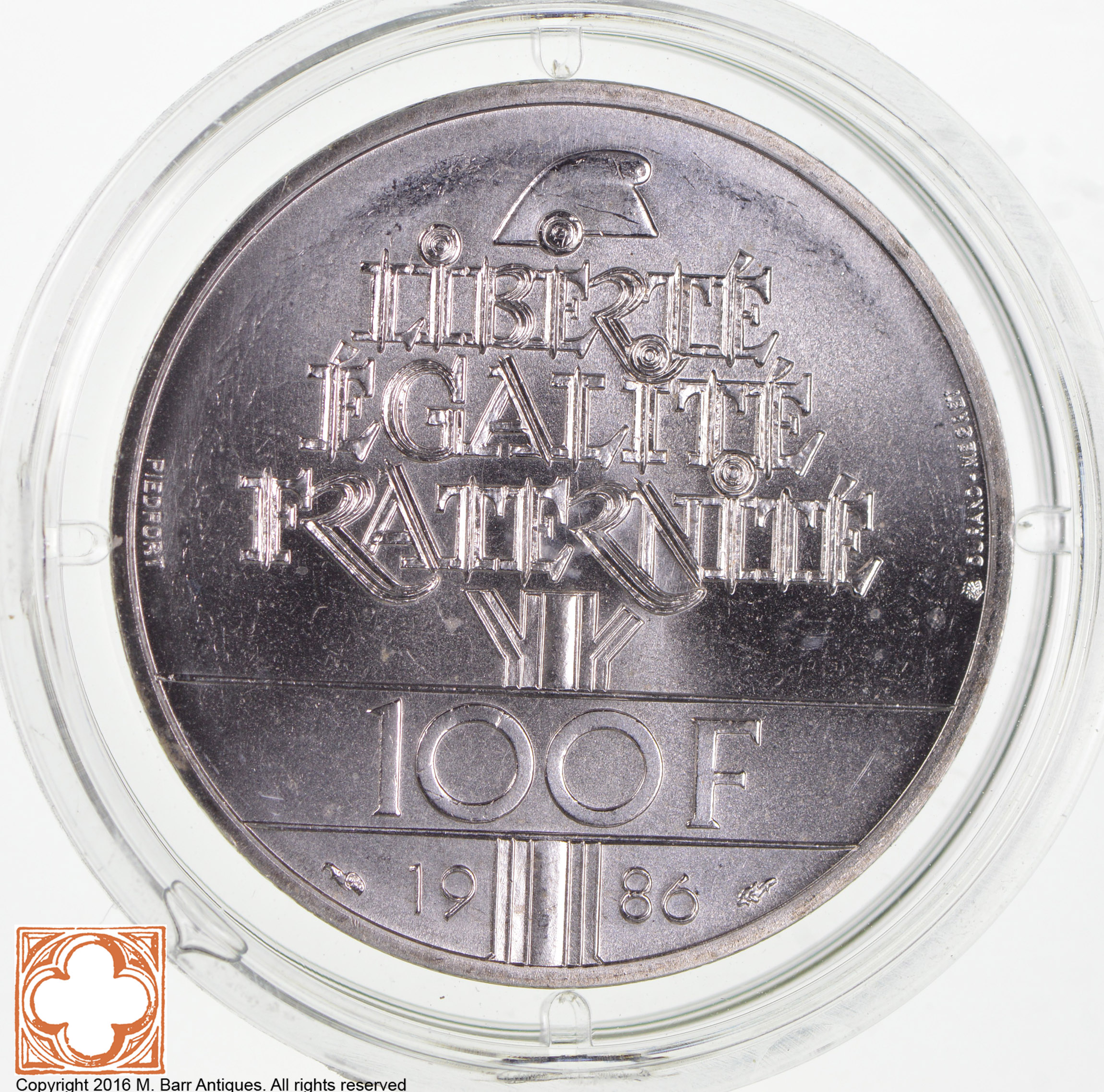 1986 France 100 Francs Statue Of Liberty Commemorative SILVER ...