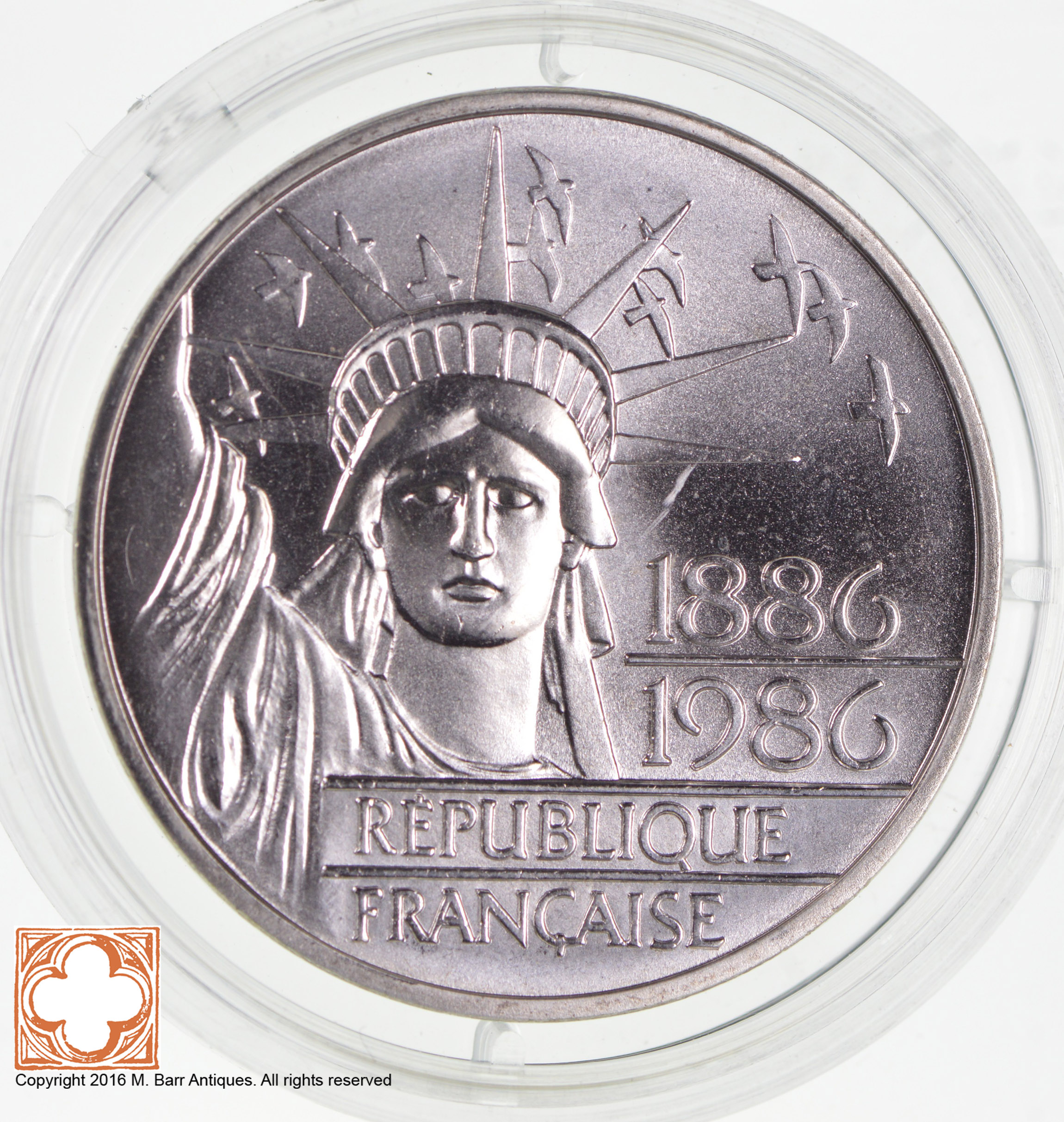 1986 France 100 Francs Statue Of Liberty Commemorative SILVER ...