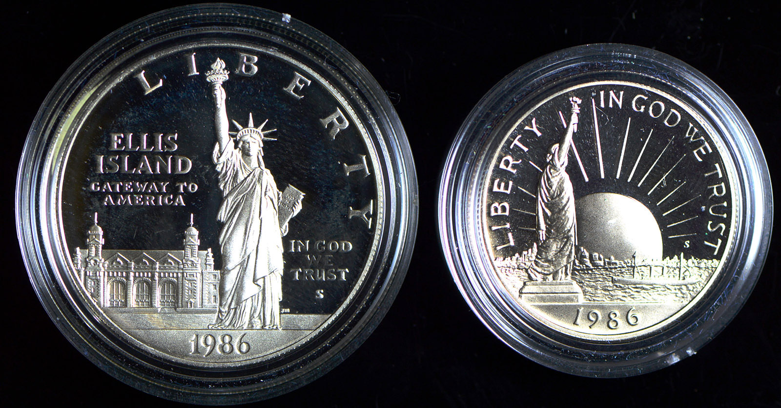 1986 S 1 Statue Of Liberty PROOF US Commemorative Silver Dollar 2 Coin