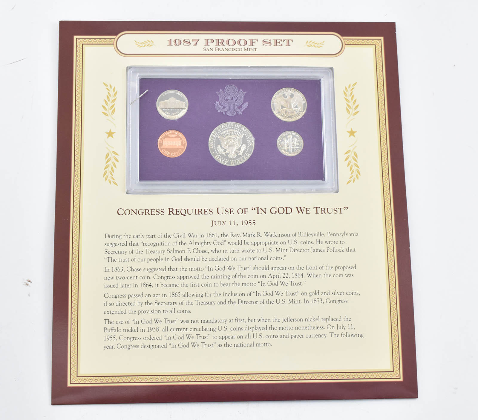 1987 Proof Set - Beatuifully Displayed w/Story Board! | Property Room