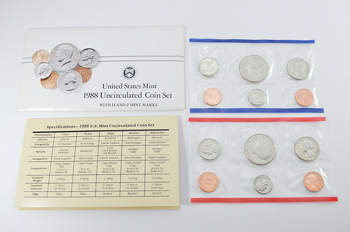 1988 U.S. Mint Uncirculated Coin Set - 10 BU Coins from the ...