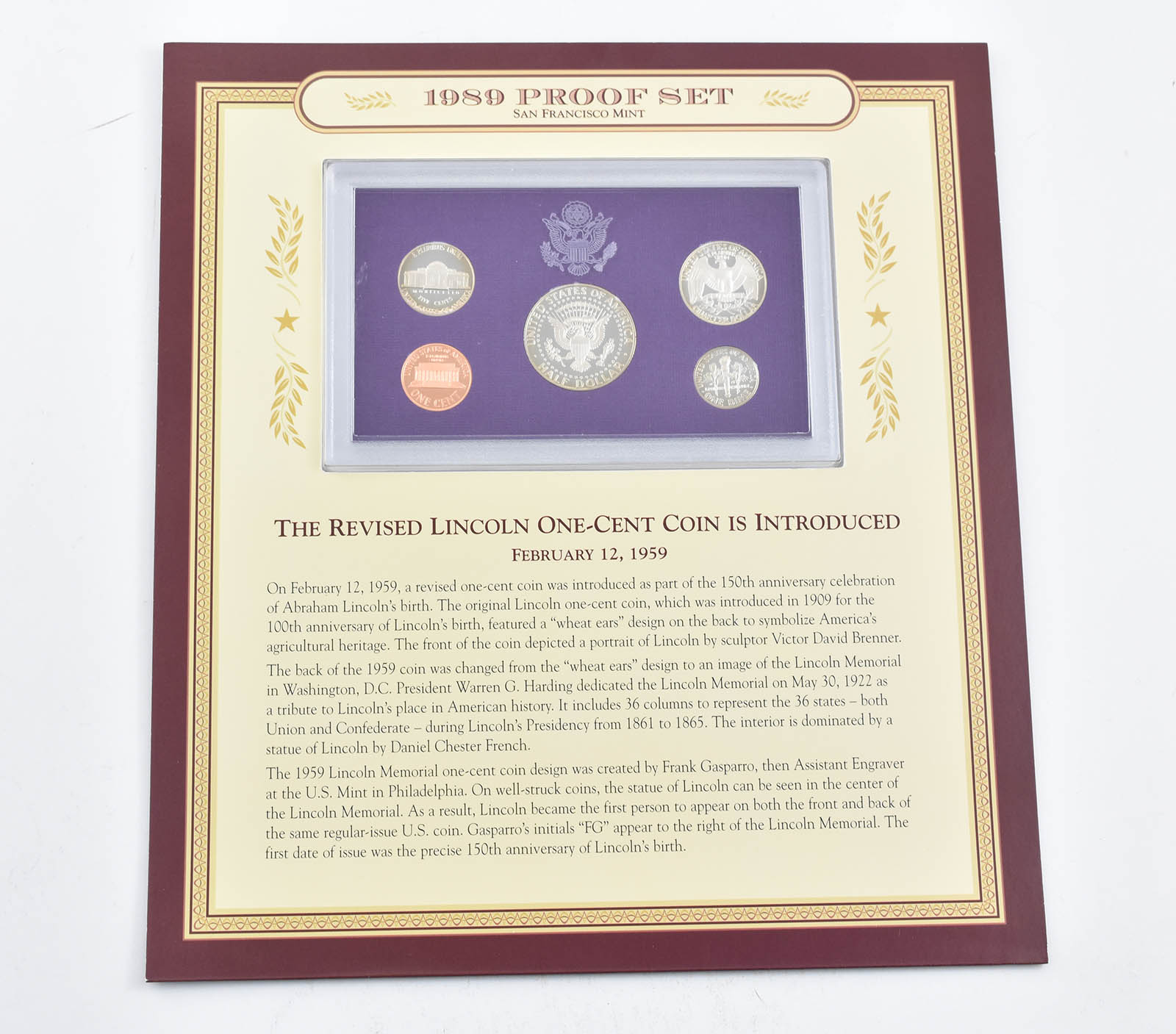 1989 Proof Set - Beatuifully Displayed w/Story Board! | Property Room