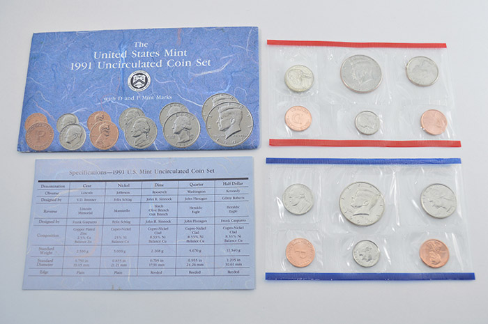 1991 Official U.S. Mint Set - 10 BU Coins P and D | Property Room