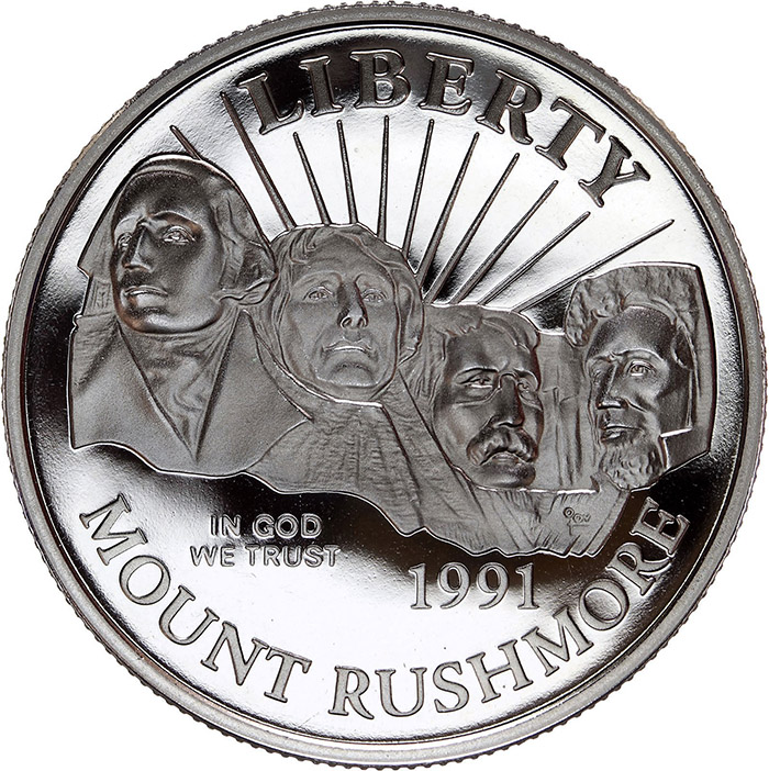 1991 S Cameo Proof Mount Rushmore U S Commemorative Half Dollar
