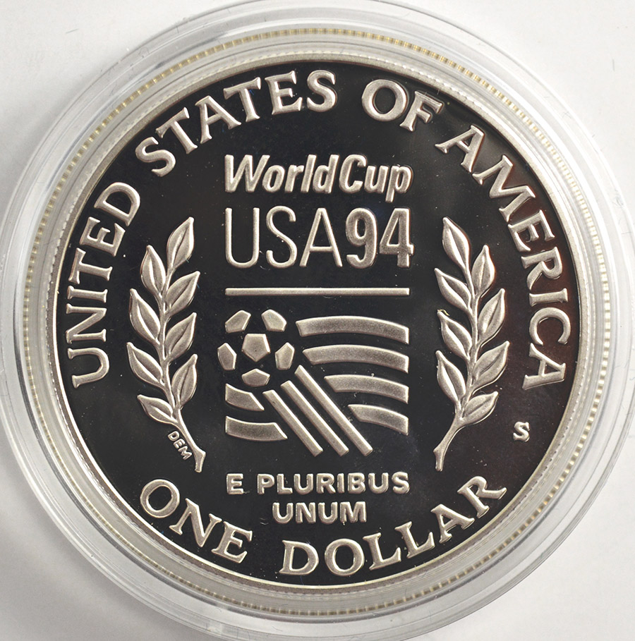 1994 World Cup USA Commemorative Proof Silver Dollar w/ Box & COA ...