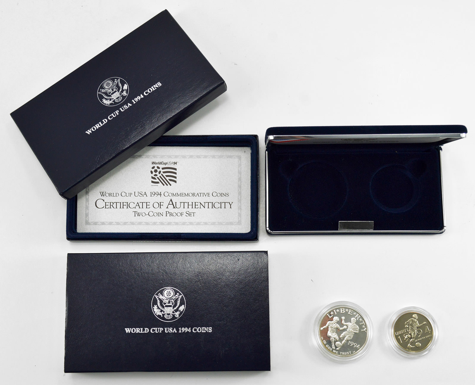 1994-S $1 World Cup PROOF US Commemorative Silver Dollar 2 Coin Set ...