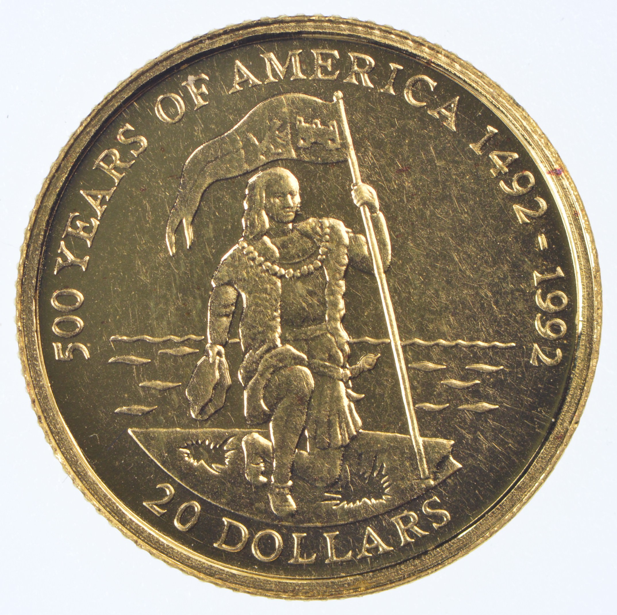 1995 Cook Islands 20 Dollars Gold Coin - 500 Years of America AGW .04 ...