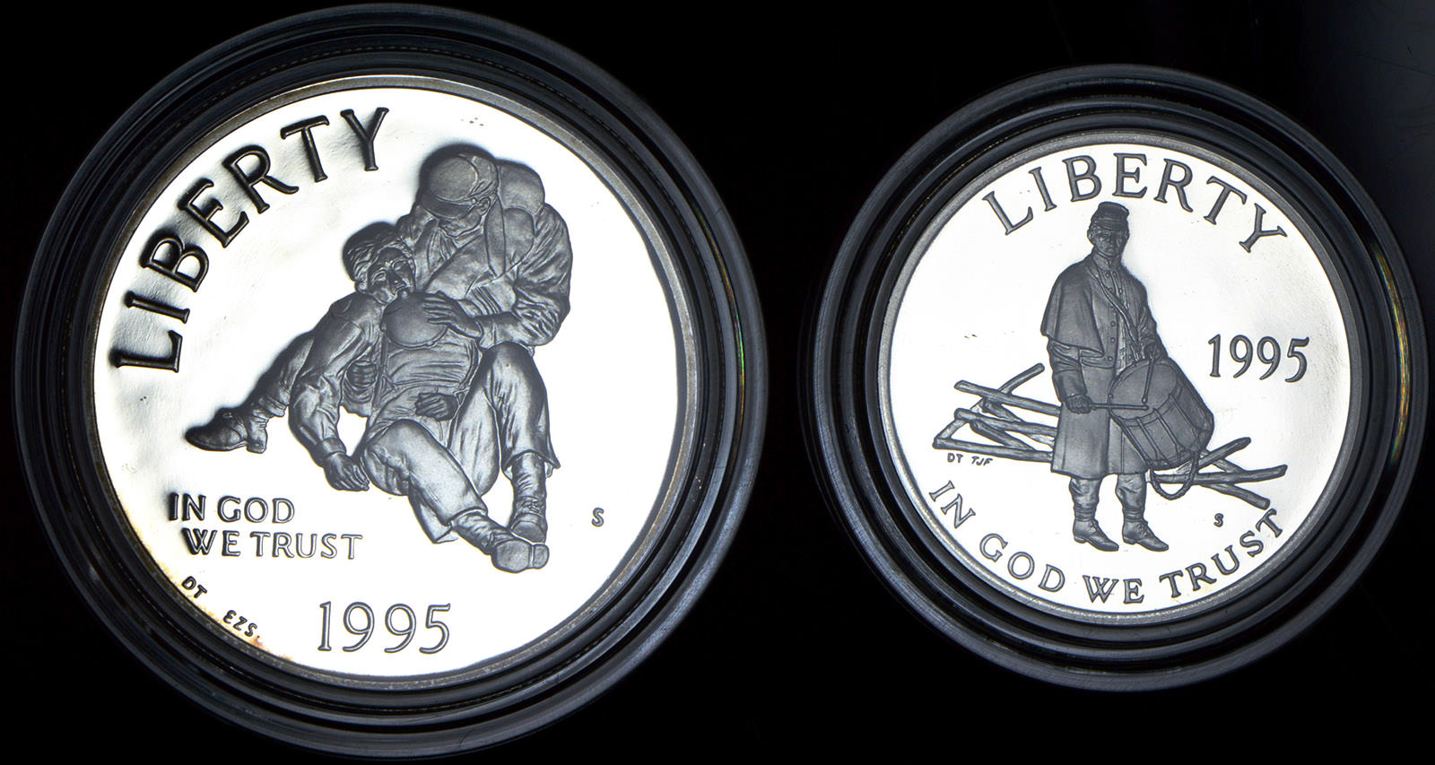 1995-S $1 Civil War PROOF US Commemorative Silver Dollar 2 Coin Set ...