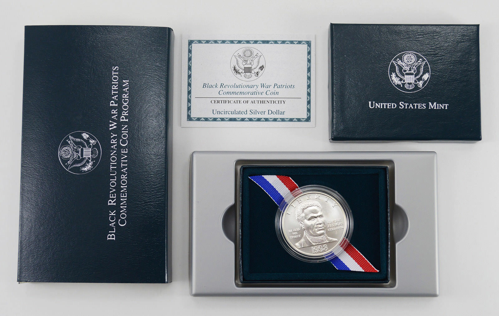 1998-S $1 Crispus Attucks Uncirculated US Commemorative Silver Dollar ...