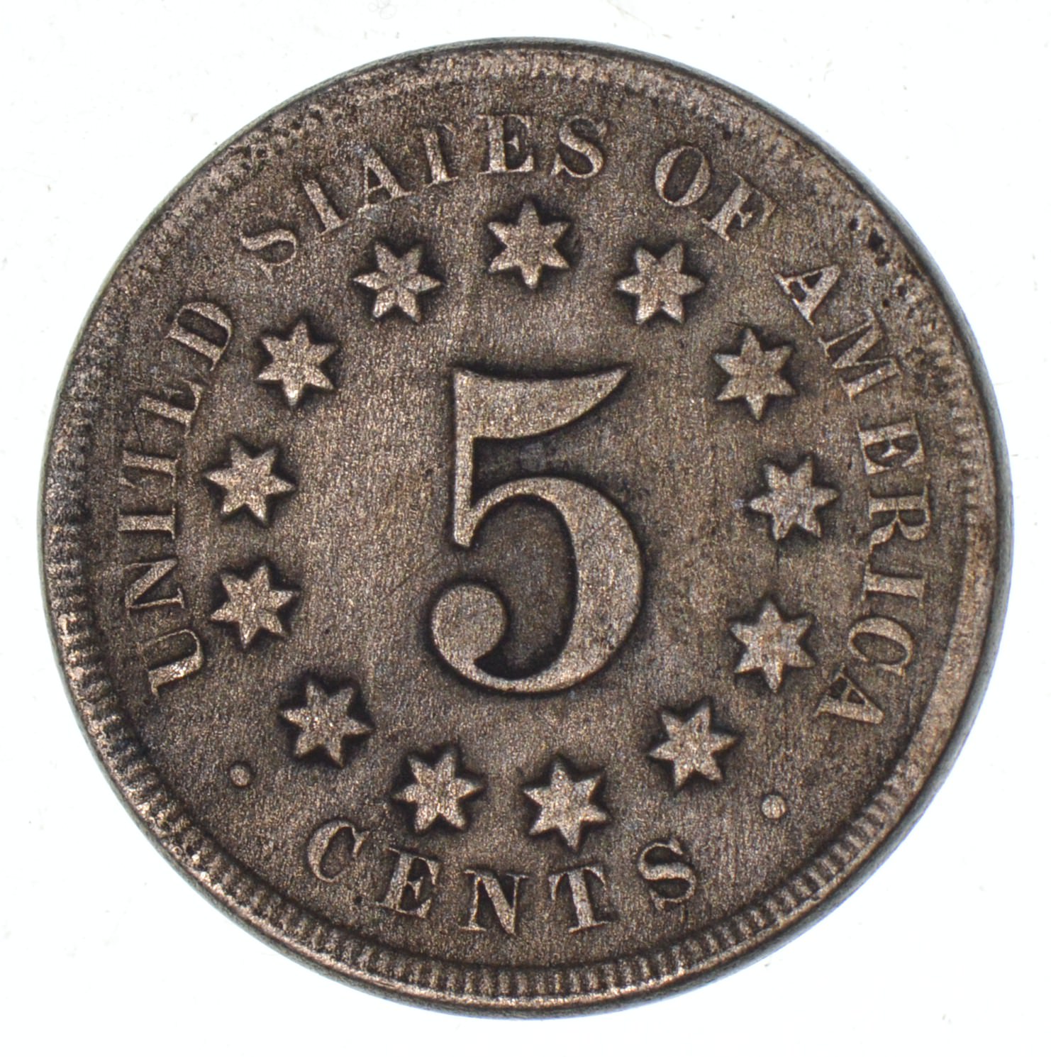 1st US Nickel - 1867 No Rays - Shield Nickel - US Type Coin - Over 100 ...