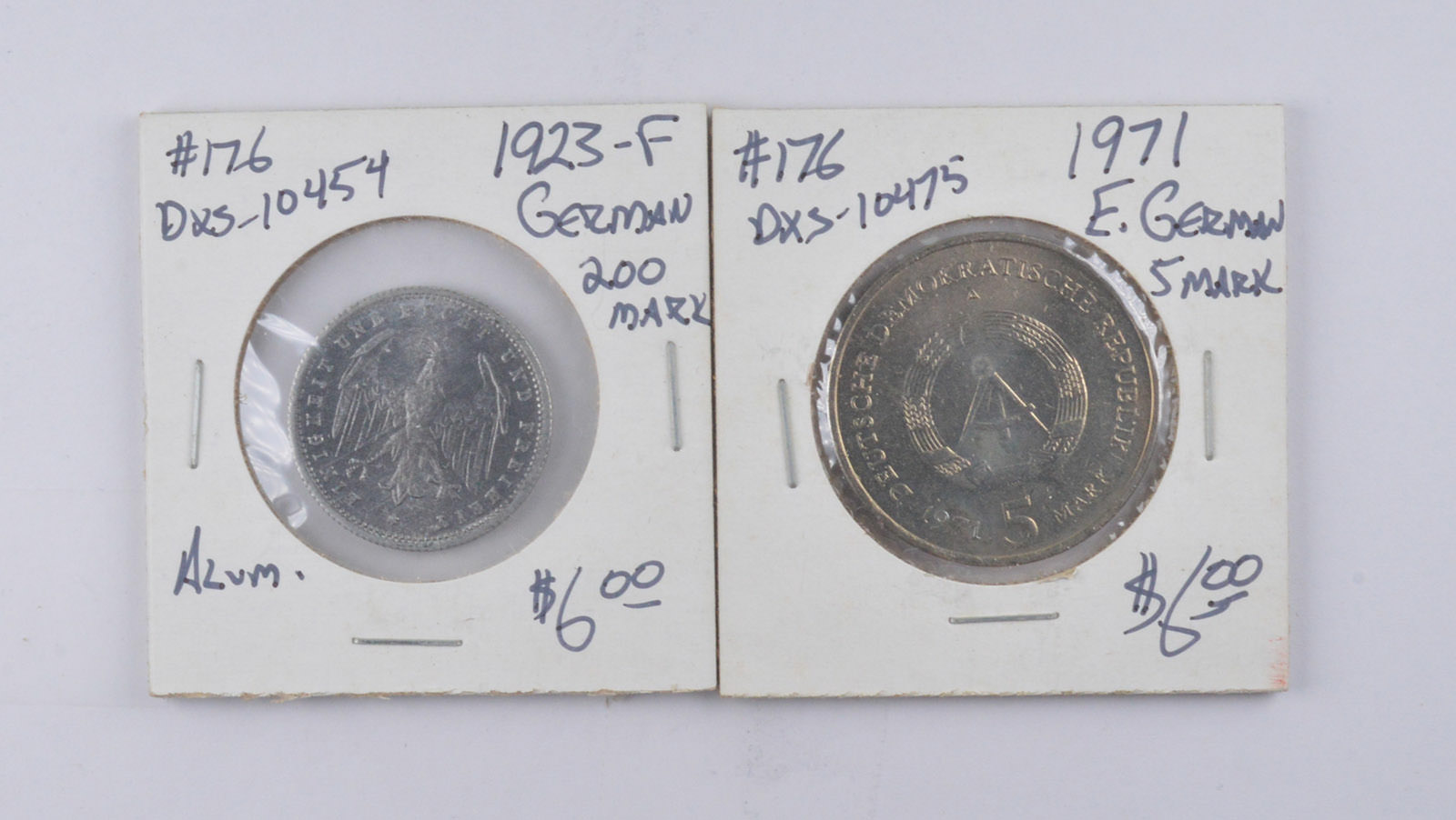 2 Better World Coins 1923-F Germany 200 Mark 1971 Germany 5 Mark ...
