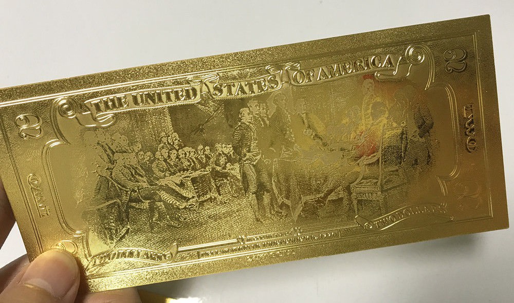 $2 Gold Foil Thomas Jefferson- Replica Bank Note | Property Room